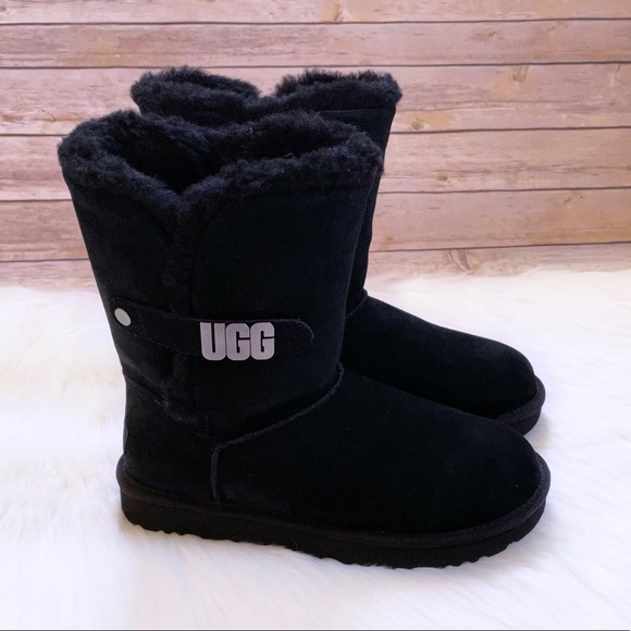 UGG | Shoes | Ugg Bailey Ugg Metal Graphic Black Suede Boots | Poshmark